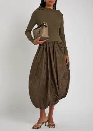 High Stretch-jersey And Shell Midi Dress