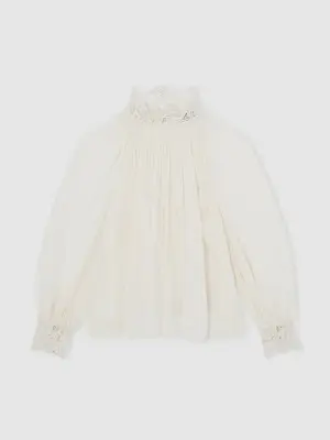 REISS Czara Lace-trimmed Draped Top