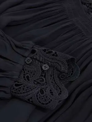 REISS Czara Lace-trimmed Draped Top