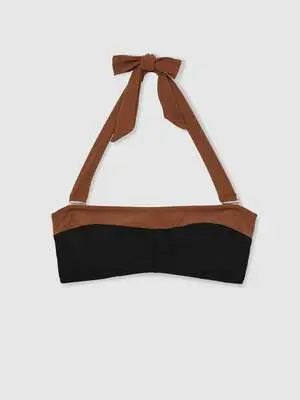 REISS Nala Contrast-trim Bandeau Bikini Top
