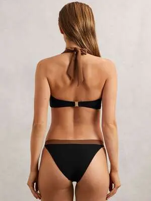 REISS Nala Contrast-trim Bandeau Bikini Top