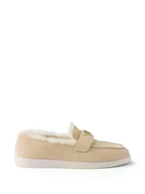 Prada Suede Shearling Mules