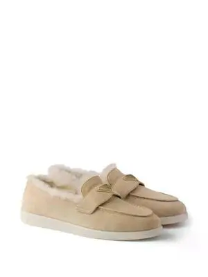 Prada Suede Shearling Mules