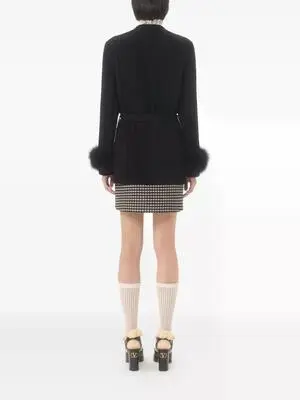 Valentino Garavani Ribbed Jacket With Feather Cuffs