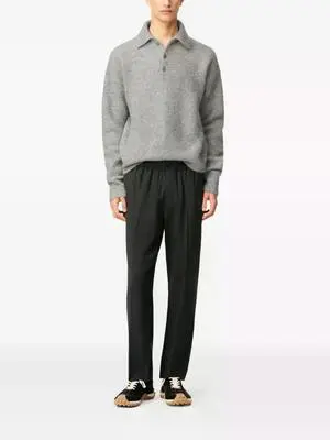 AMI Paris Wool Trousers With Elasticated Waistband - Black