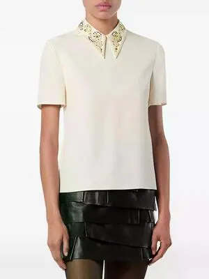 Versace Embellished Collar Short-sleeve Top - Neutrals