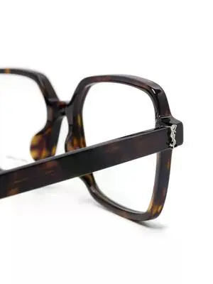 Saint Laurent Tortoiseshell-effect Square Frame Glasses - Black