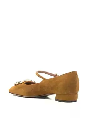 FERRAGAMO Buckle-detail Suede Mary Jane Pumps - Brown