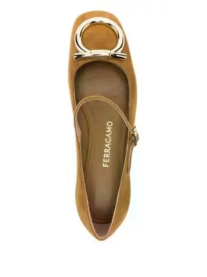 FERRAGAMO Buckle-detail Suede Mary Jane Pumps - Brown