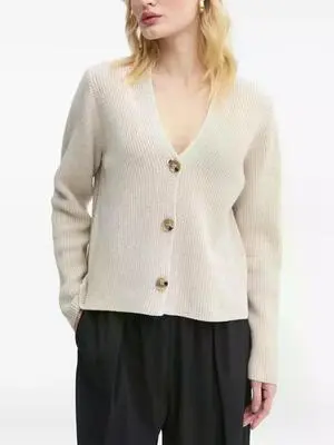 Marc O'polo Ribbed V-neck Cardigan - Neutrals