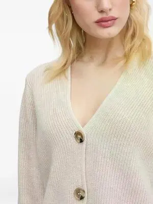 Marc O'polo Ribbed V-neck Cardigan - Neutrals