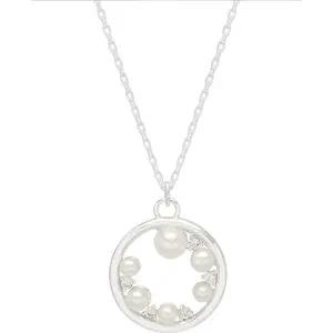 Estée Lauder Faux Pearl And Crystal Circle Pendant Necklace - Silver