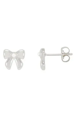 Estée Lauder Faux Pearl Bow Stud Earrings - Silver