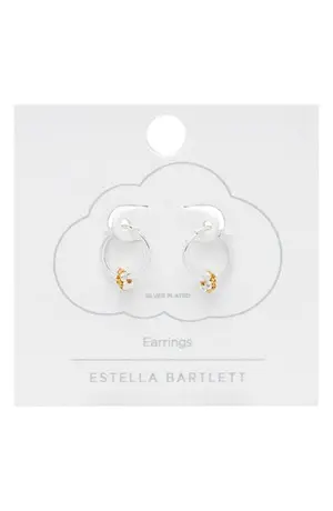 Estée Lauder Multi Flower Beaded Hoop Earrings - Silver