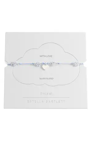 Estée Lauder Louise Heart & Flower Beaded Slider Bracelet - Silver