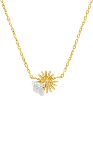 Estée Lauder Flower And Bee Charm Necklace - Gold And Silver