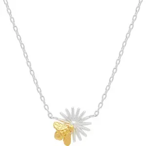 Estée Lauder Flower And Bee Charm Necklace - Gold And Silver