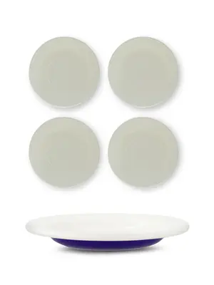 ELIFLE Two Tone Enamel Dinner Bowlset Of 4 - Royal Blue & Ivory