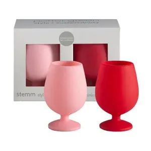 PORTER GREEN Stemm |silicone Unbreakable Wine Glasses Cherry + Blush