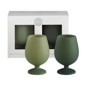 PORTER GREEN Stemm |silicone Unbreakable Wine Glasses Sage + Olive