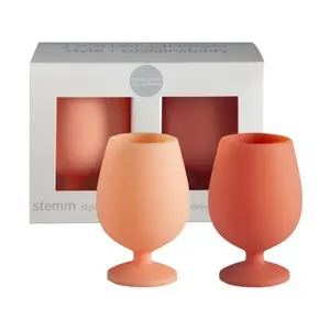 PORTER GREEN Stemm |silicone Unbreakable Wine Glasses - Terra + Peach