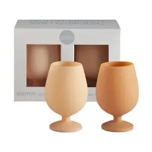 PORTER GREEN Stemm |silicone Unbreakable Wine Glasses - Wheat + Oat