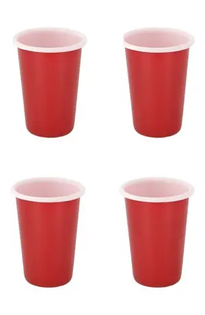 ELIFLE Two Tone Large Enamel Tumblerset Of 4 - Red & Pink