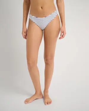 Onia Towel Terry Sailor Stripe Bikini Bottom - White/deep Navy