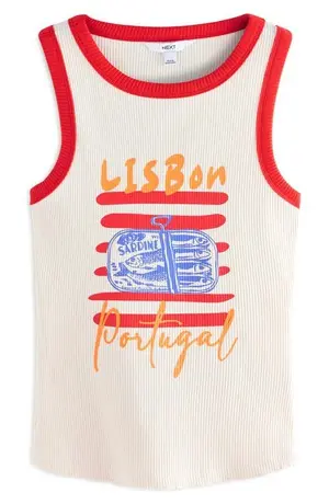 NEXT Lisbon Rib Graphic Tank - White