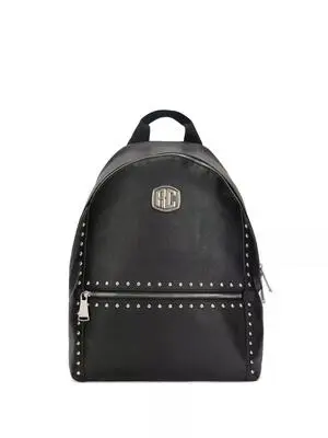 Roberto Cavalli Leather Backpack With Logo Plaque - Black