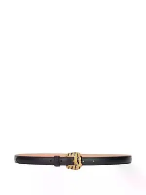 Roberto Cavalli Bejeweled Buckle Leather Belt Black