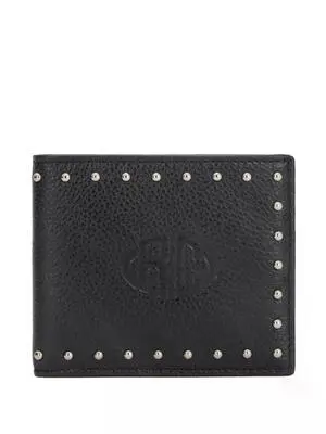 Roberto Cavalli Debossed-logo Studded Wallet - Black