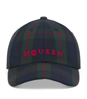 Alexander McQueen Wool-blend Tartan Baseball Cap - Blue