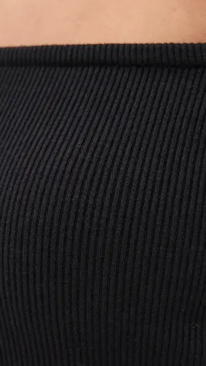 L'Agence Evelyn Off-shoulder Ribbed Thong Bodysuit