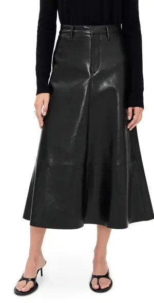 A-Line Leather Midi Skirts