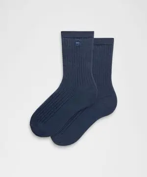 Lululemon Ribbed Cotton-blend Crew Socks - Club Blue