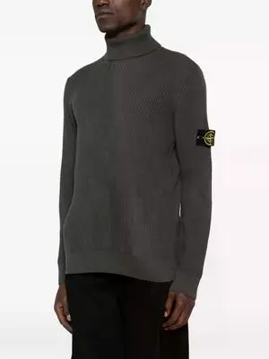 Stone Island Ribbed Turtleneck Wool Sweater