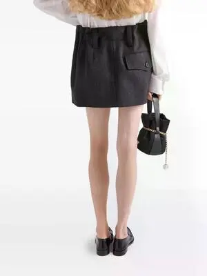 Prada Chevron-pattern Pleated Mini Skirt - Grey