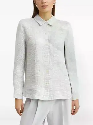 Theory Ecru Gingham Check Shirt