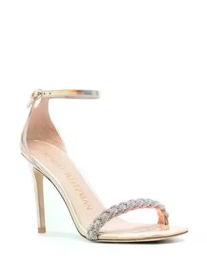 STUART WEITZMAN Crystal-embellished Iridescent Sandals