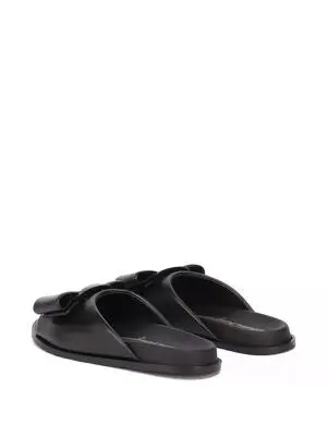 FERRAGAMO Vara Bow Leather Flat Sandals - Black