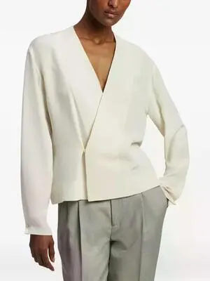 Ralph Lauren Cream Wrap-front Long-sleeve Top