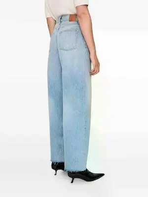 ANINE BING Manon Frayed-hem Jeans - Blue