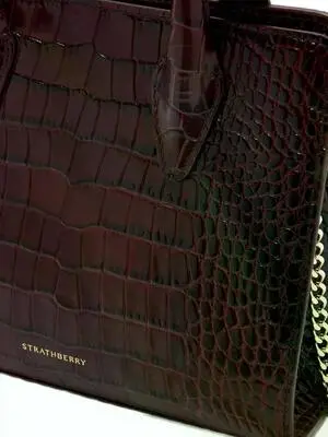 Strathberry Small Crocodile-embossed Top-handle Tote - Red
