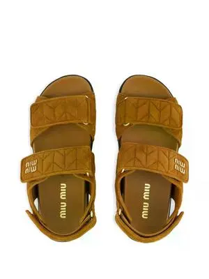 Miu Miu Sporty Quilted Double-strap Sandals - Brown