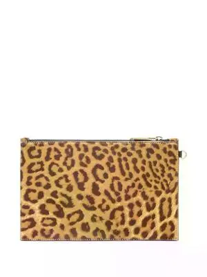 Roberto Cavalli Leopard Print Zip-top Clutch - Brown