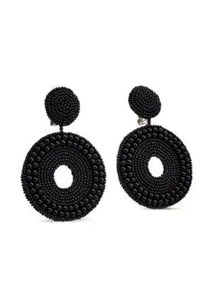 KENNETH JAY LANE Beaded Round Clip-on Earrings - Black