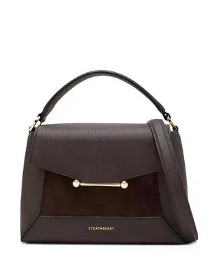Strathberry Small Mosaic Leather Suede Tote Bag - Brown