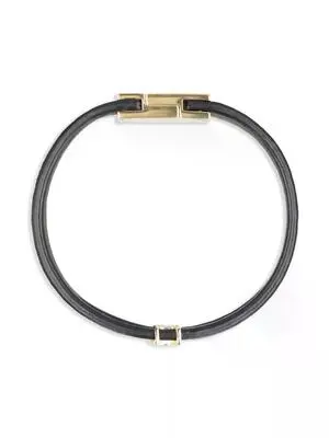 Saint Laurent Cassandre Double-strand Leather Bracelet