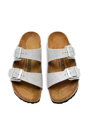 BIRKENSTOCK Glitter Double-buckle Flat Sandals - Silver